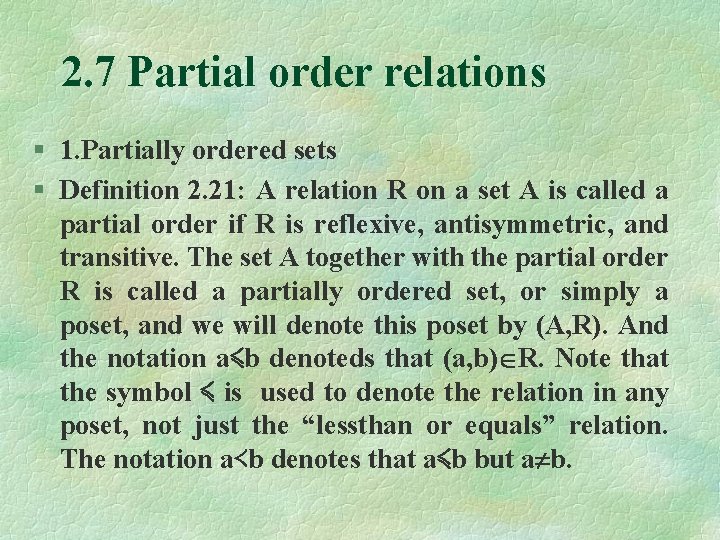 Definition 2 20 Let R be an equivalence