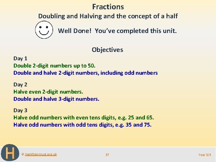 Fractions Doubling and Halving and the concept of