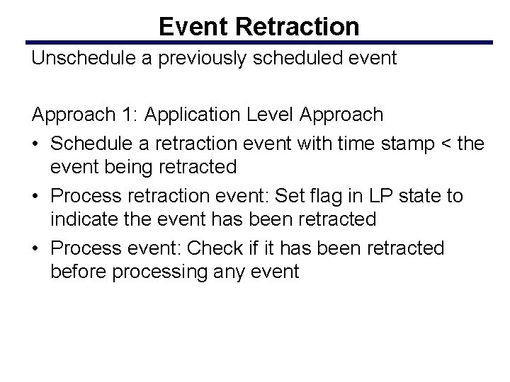 Parallel and Distributed Simulation Time Warp Other Mechanisms