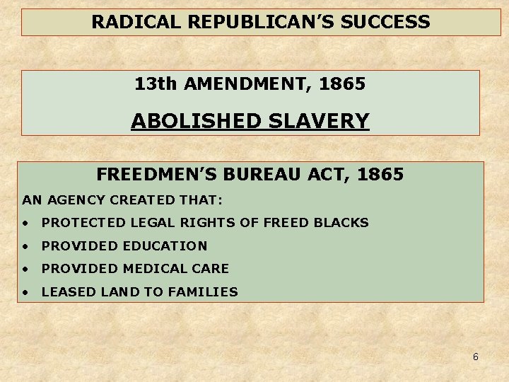 RECONSTRUCTION DEFINED THREE PLANS FOR RECONSTRUCTION RADICAL REPUBLICANS
