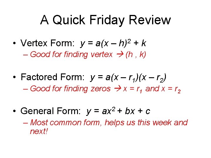 28 Adv Alg Bell Ringer 1 Determine what