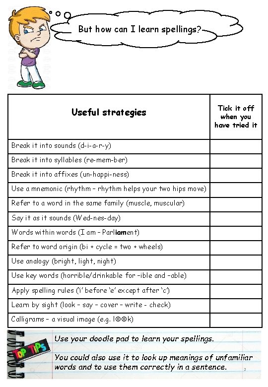 Spelling for success Booklet 4 Name English teacher