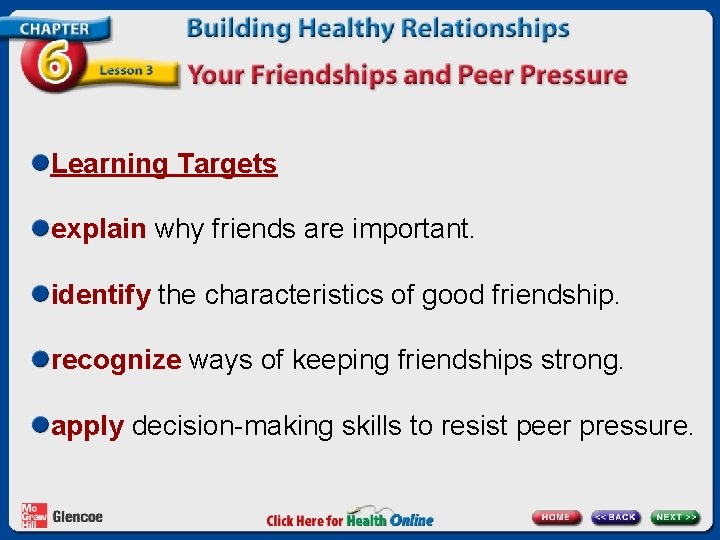 Chapter 6 Building Healthy Relationships Lesson 3 Your