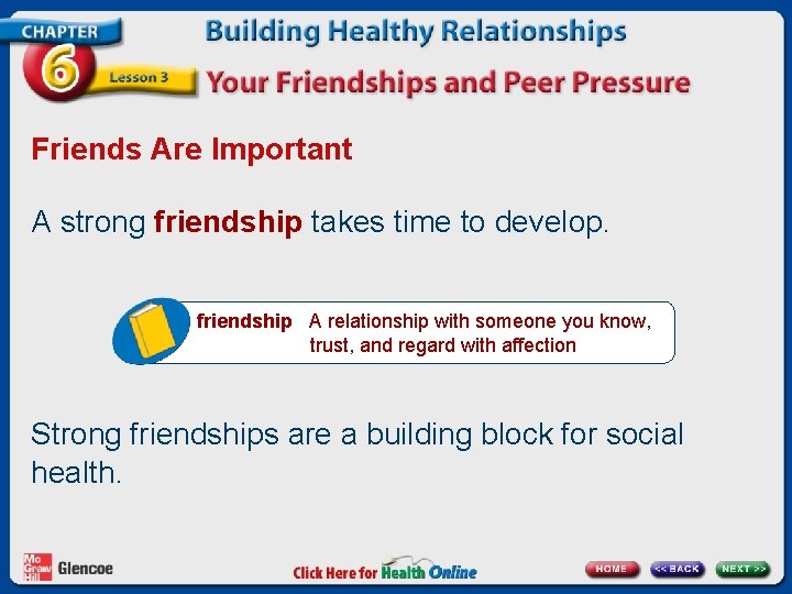 Chapter 6 Building Healthy Relationships Lesson 3 Your