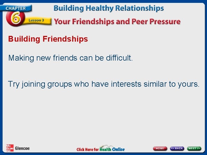 Chapter 6 Building Healthy Relationships Lesson 3 Your