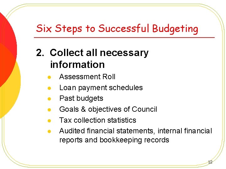 Introduction to Budgeting Basics Presented by The Department