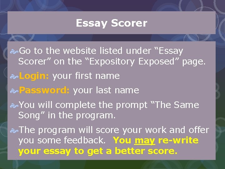 Expository Exploration Day 2 November 18 th 2014