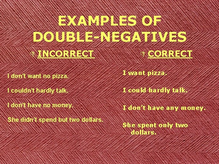 Dont know nothing about DOUBLENEGATIVES A quick grammar
