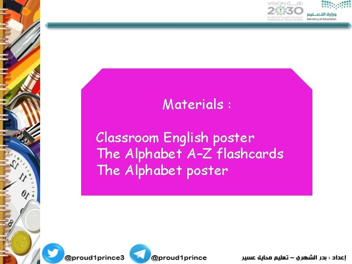 2 Materials Classroom English poster The Alphabet AZ