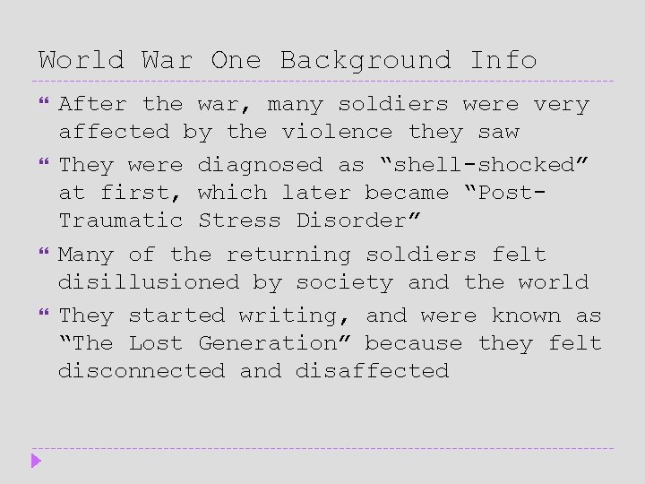 Introduction to Great War Poetry Brainstorming Images Song
