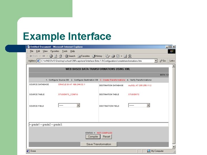 WEB BASED DATA TRANSFORMATION USING XML JAVA Group