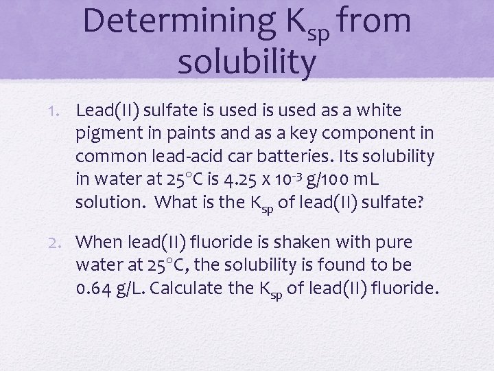 Solubility Product Constant Ksp Chapter 12 Chemical Equilibrium