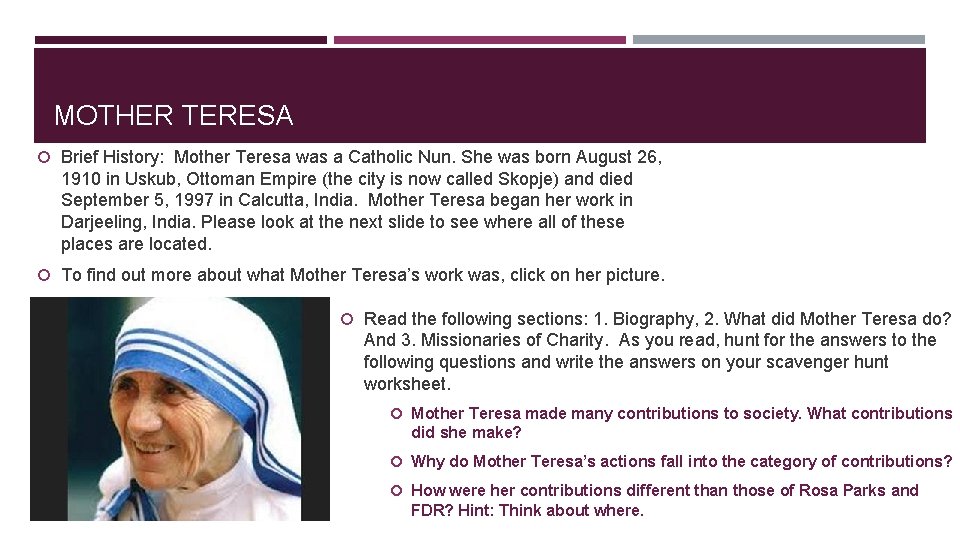 MAKING CONTRIBUTIONS SCAVENGER HUNT PEOPLE WHO HAVE MADE