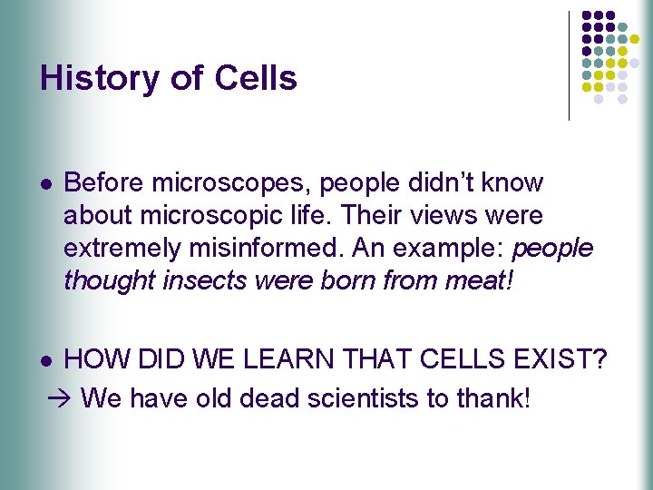The Cell Theory Chapter 3 Notes Vocabulary l