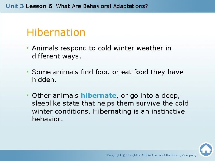 Unit 3 Lesson 6 What Are Behavioral Adaptations
