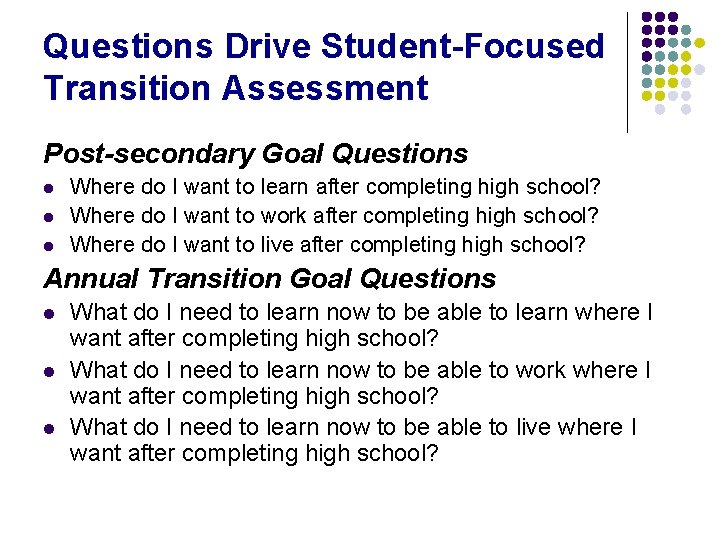 StudentFocused Transition Assessment Process Jim Martin and Amber