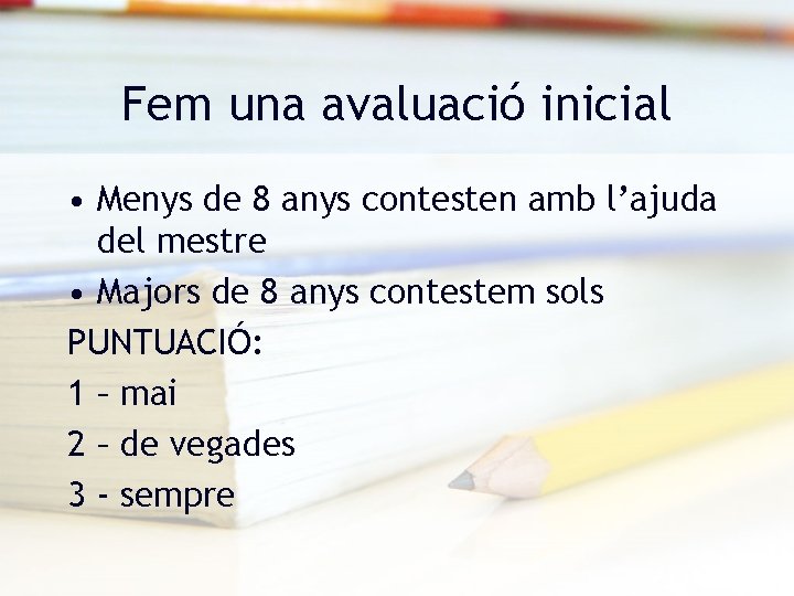 QU SABEM CONSELLS I AVALUACI INICIAL CEIP BONAVISTA