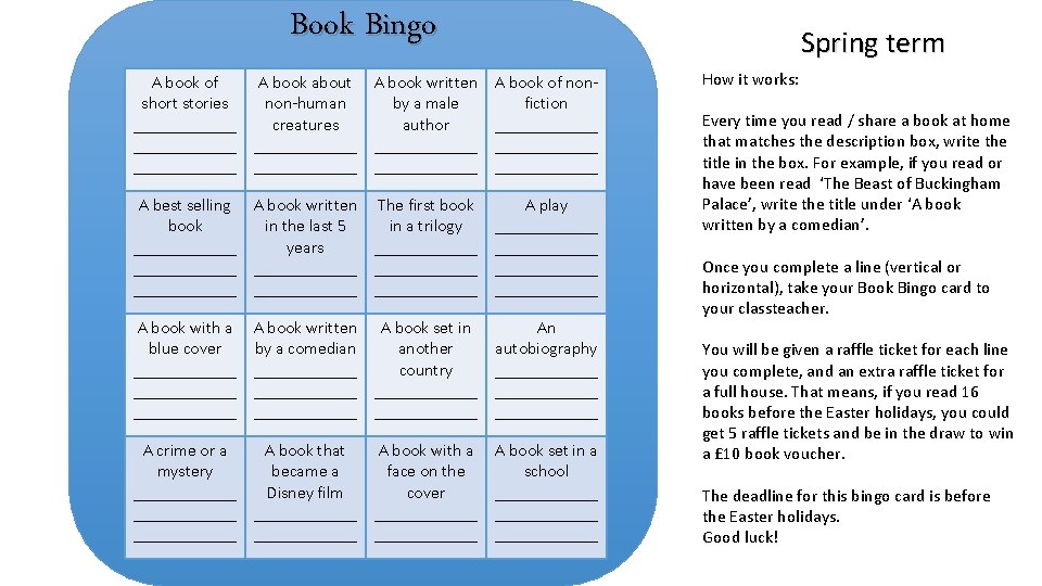 Book Bingo Key Stage 1 A myth or