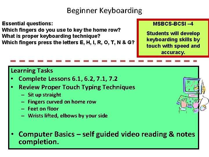 Beginner Keyboarding Touch Typing Unit Pacing Guide Weekly