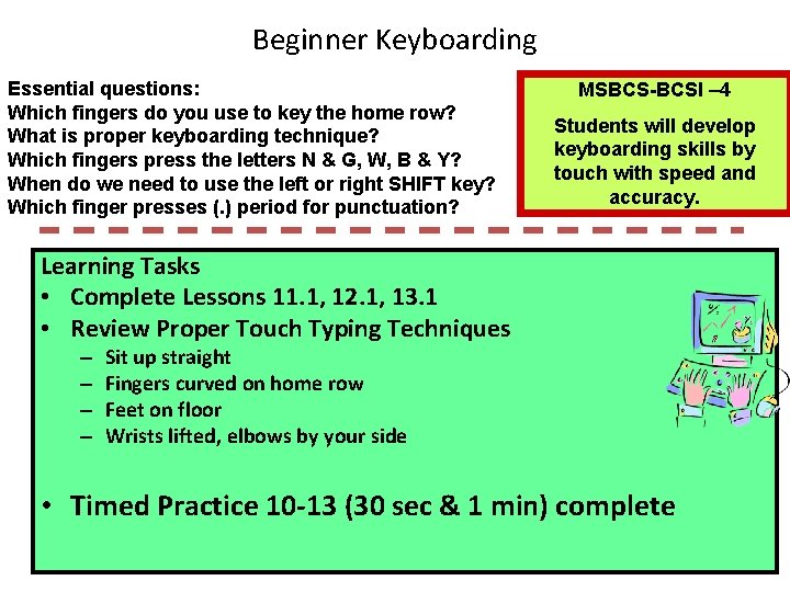Beginner Keyboarding Touch Typing Unit Pacing Guide Weekly