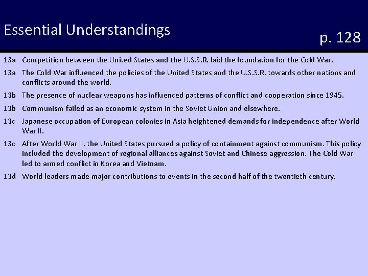 WHII 13 The Cold War Objectives p 127