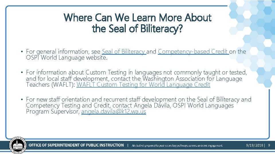 Washington State Seal of Biliteracy Orientation 2018 A