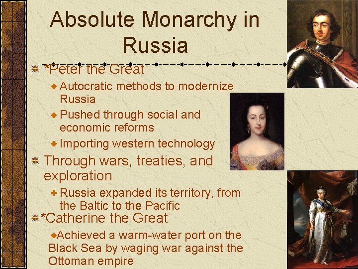 Vocabulary Ch 17 18 Absolute monarch Divine right