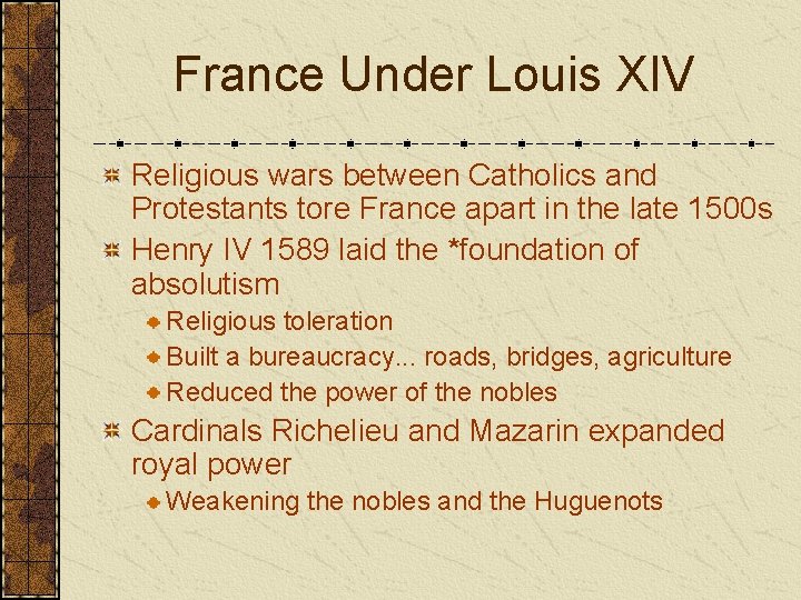 Vocabulary Ch 17 18 Absolute monarch Divine right