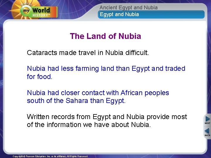 Ancient Egypt and Nubia Seat work Students will
