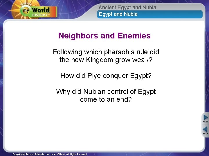 Ancient Egypt and Nubia Seat work Students will