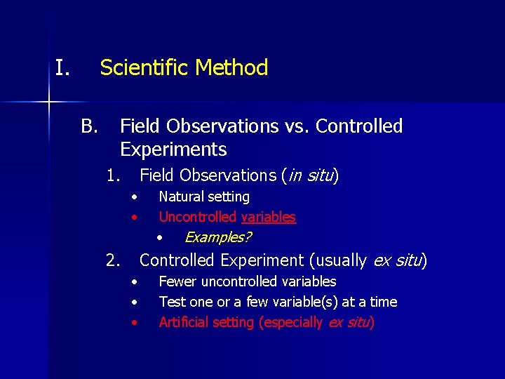I Scientific Method A Process 1 Observation 2