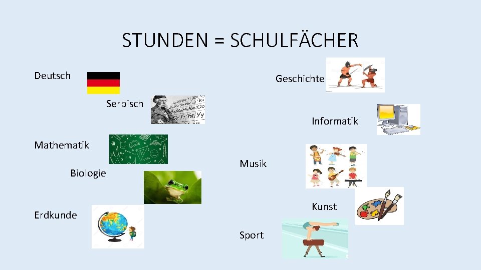 STUNDENPLAN STUNDEN PLAN PLAN DER SCHULFCHER Kunst Biologie
