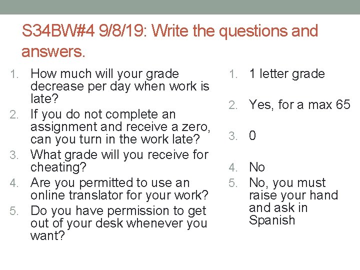 SPANISH 3 BELL WORK Term 1 2019 2020