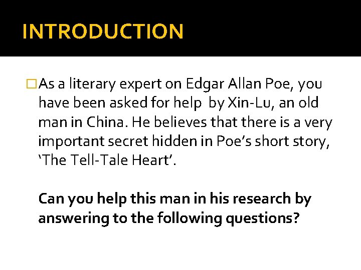 EDGAR ALLAN POES WEBQUEST INDEX INTRODUCTION TASK PROCESS