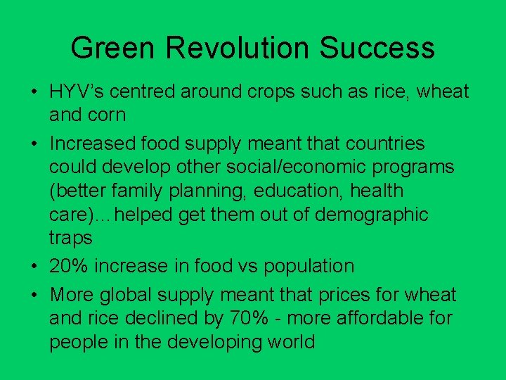 Green Revolution Began in 1945 in Mexico Purpose