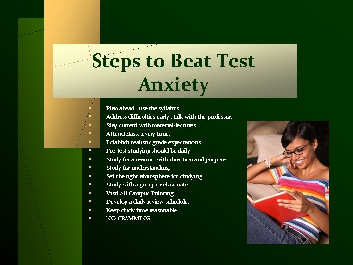 Test Anxiety how to beat it Presented by