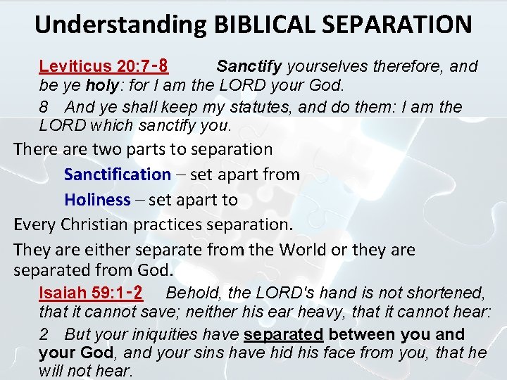 Understanding BIBLICAL SEPARATION Exodus 33 15 16 And