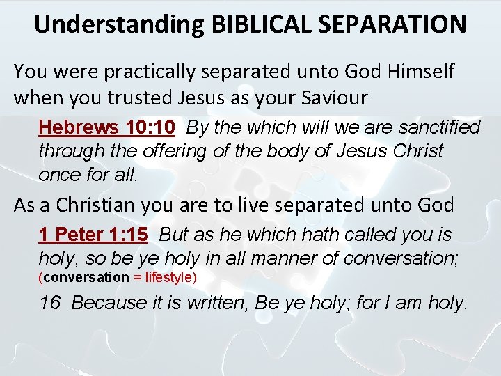 Understanding BIBLICAL SEPARATION Exodus 33 15 16 And