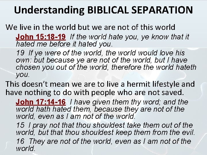 Understanding BIBLICAL SEPARATION Exodus 33 15 16 And