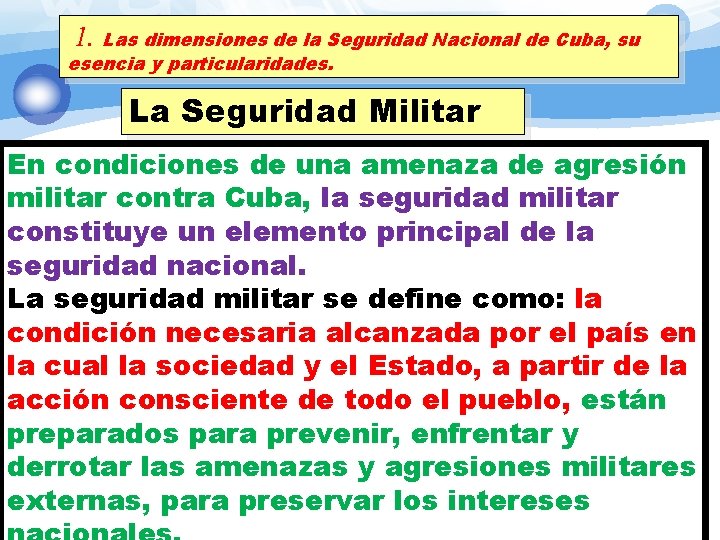 Las dimensiones de la Seguridad Nacional de Cuba