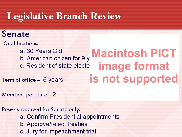 The Legislative Branch What is the duty of
