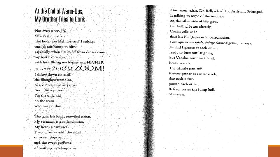 Poetry Terms The Crossover by Kwame Alexander Line