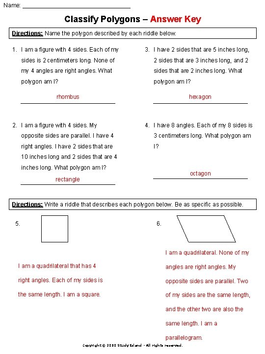 Name Classify Polygons Directions Name the polygon described Name Classify Polygons Directions Name the polygon described