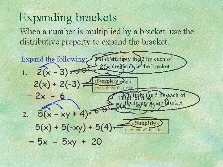 Introduction to Algebra Unknown values can be represented