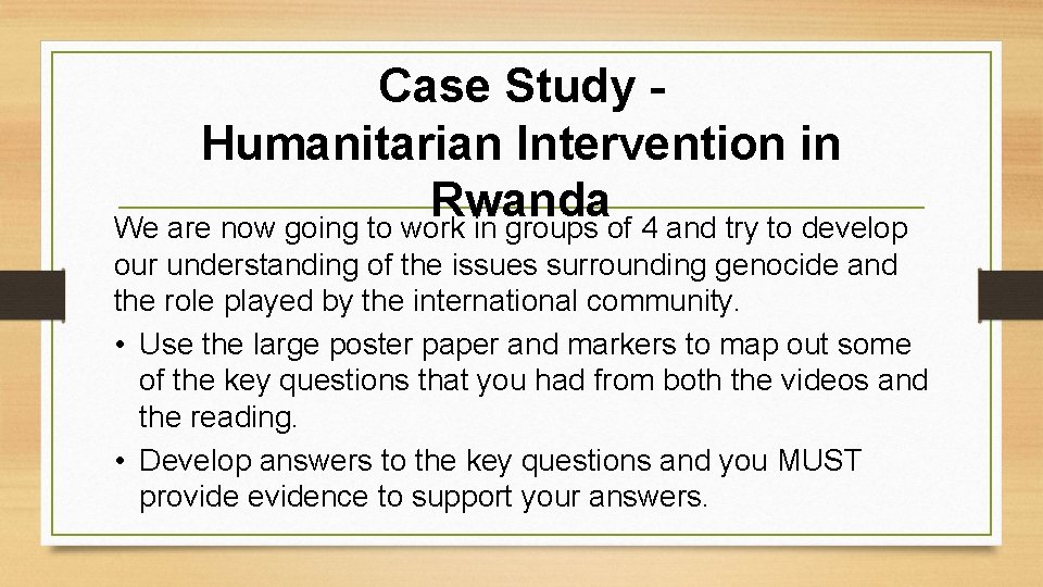 Case Study Humanitarian Intervention in Rwanda IB Global