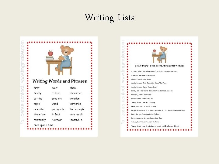 Writers at Work Activities created by Cherry Carl