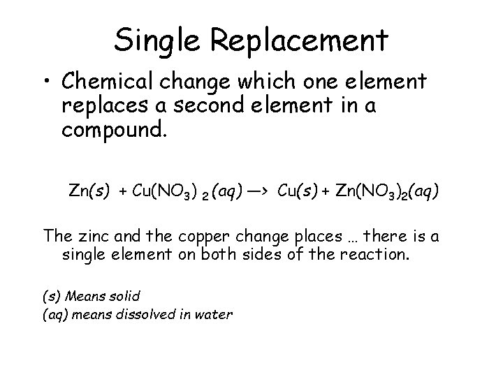 Balancing Equations Types of Reactions Parts of an