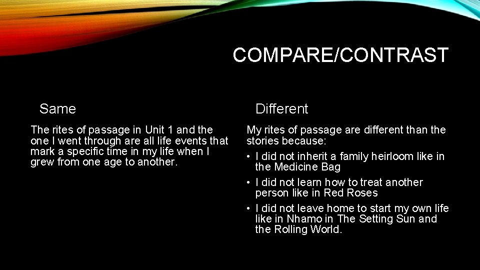 UNIT 1 RITES OF PASSAGE PBA BY MS
