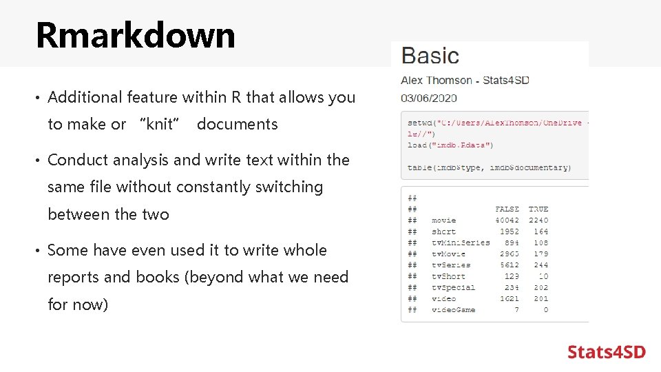 Exporting Tables from R Alex Thomson 10 th