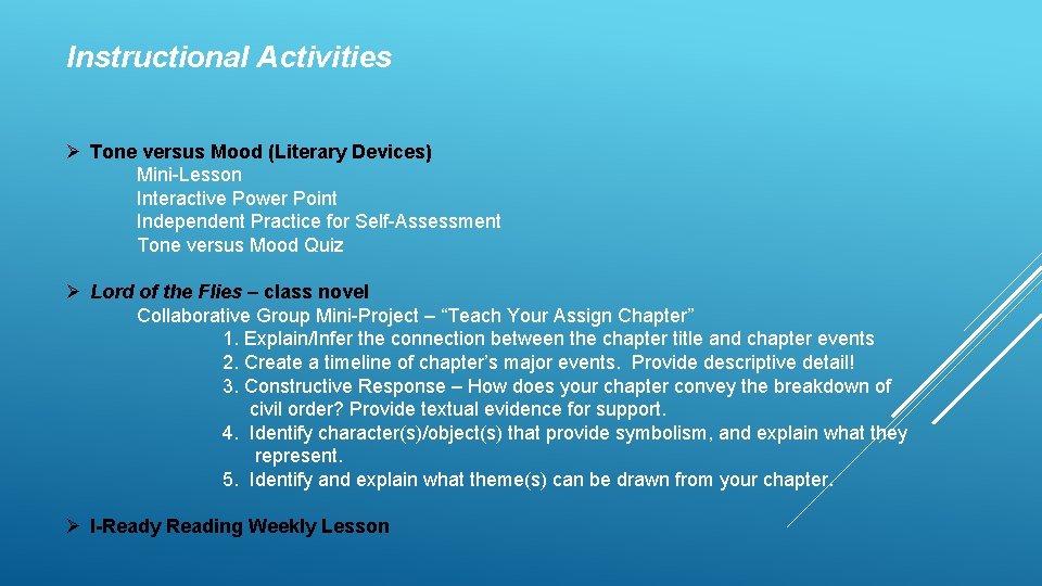 ENGLISH LANGUAGE ARTS Week at a Glance September